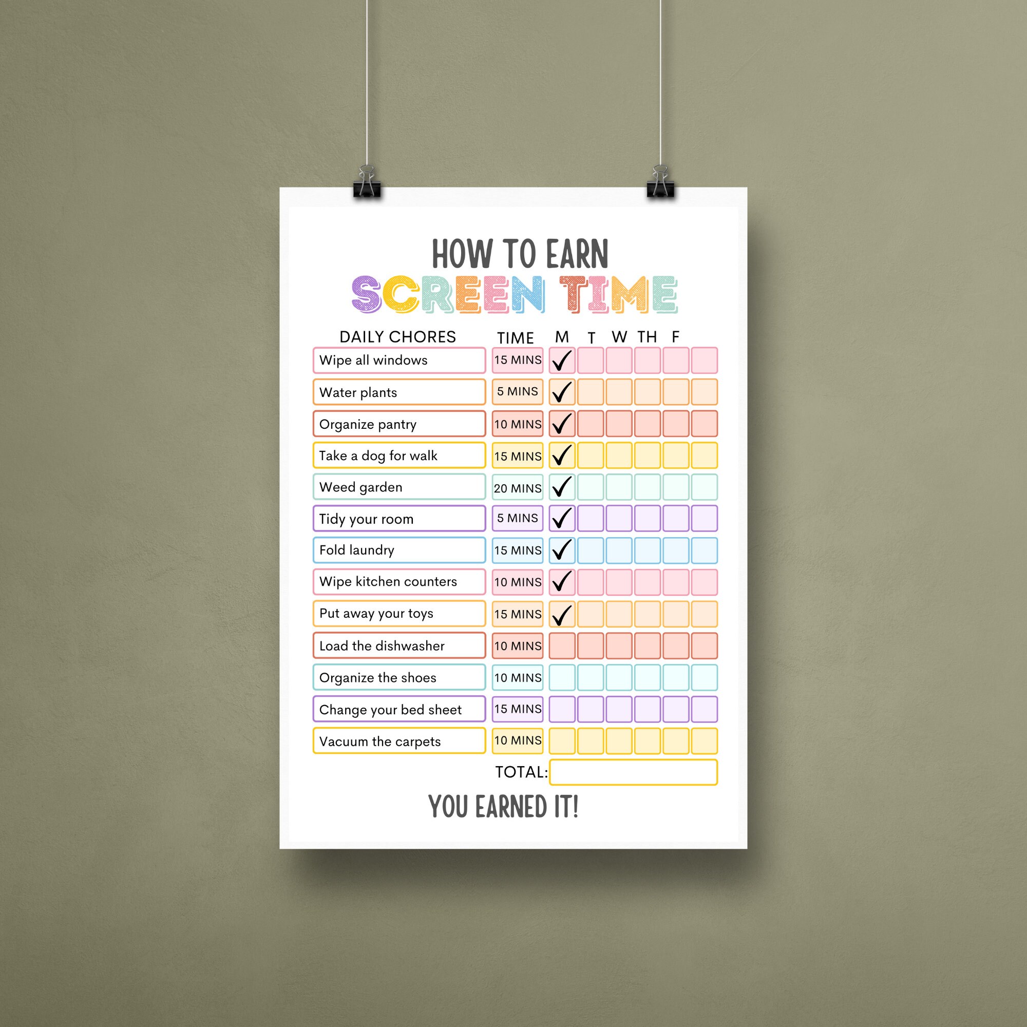 How to Earn Screen Time With Screen Bucks Editable Allowance Chore ...