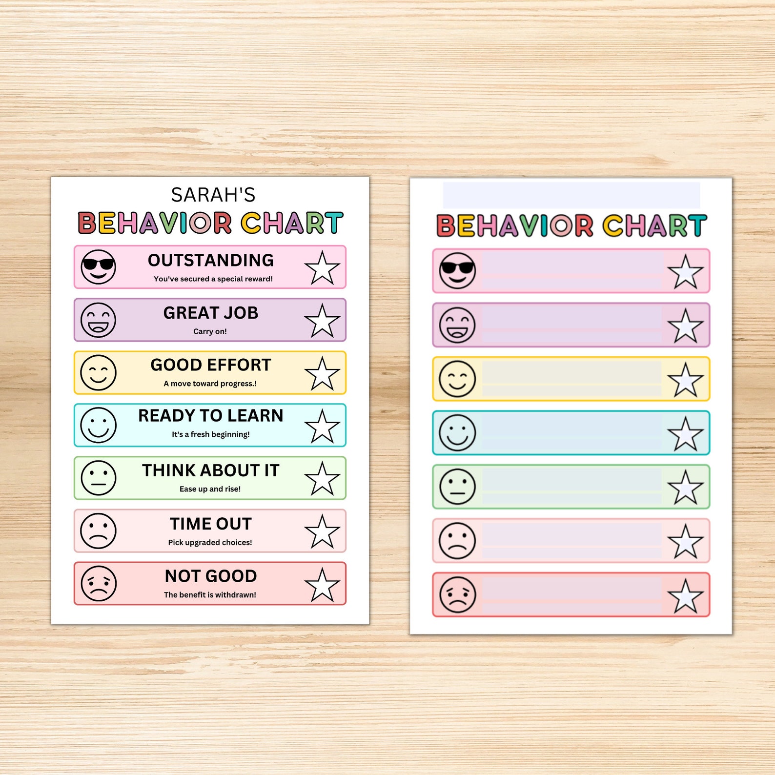 Behavior Reward Chart for Kids Good Behavior Tracking Children Behavior ...