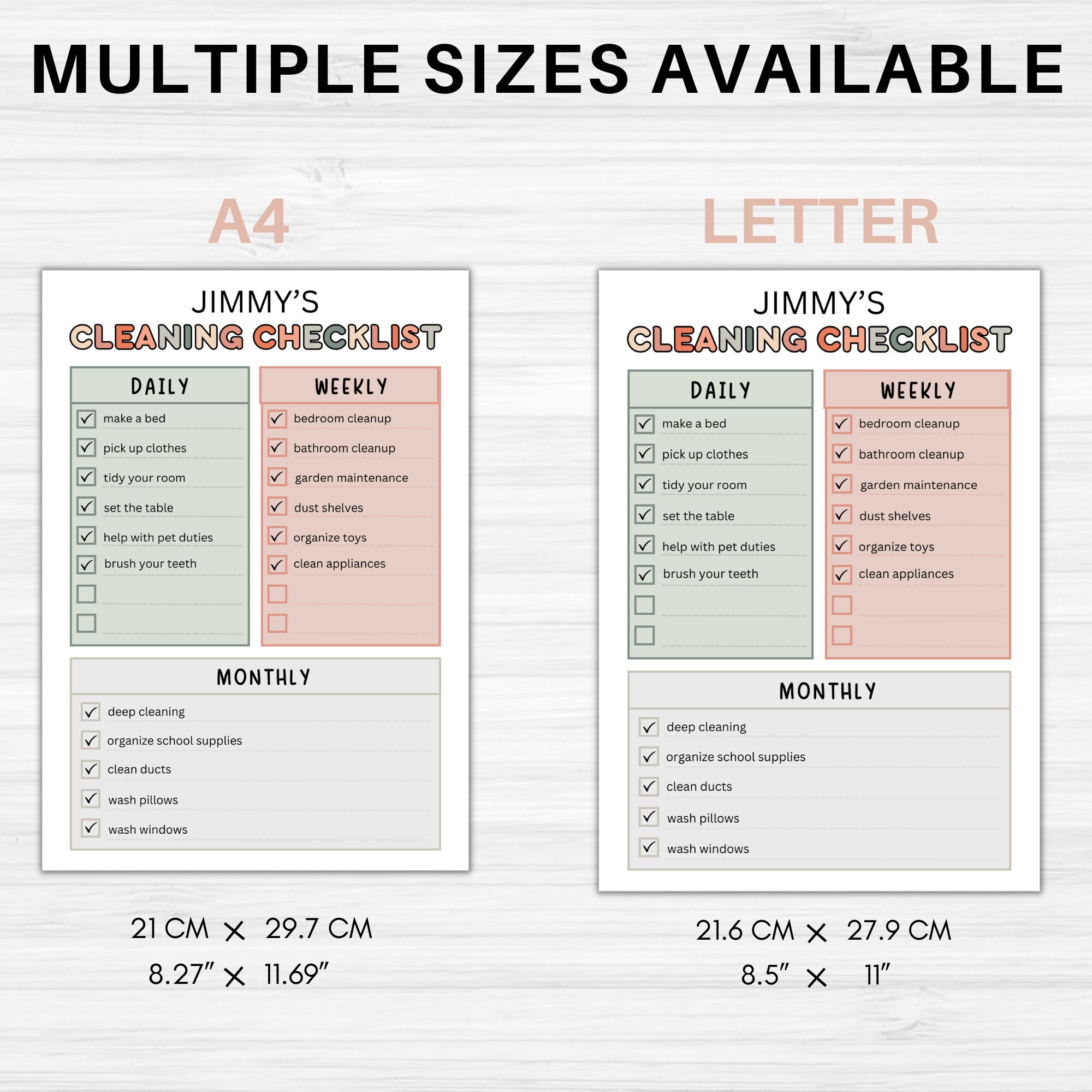 Cleaning Planner Kids Chore Chart Editable Cleaning - Etsy