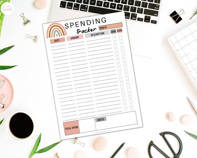 Spending Tracker Printable Expense Tracker Budget Tracker Financial ...