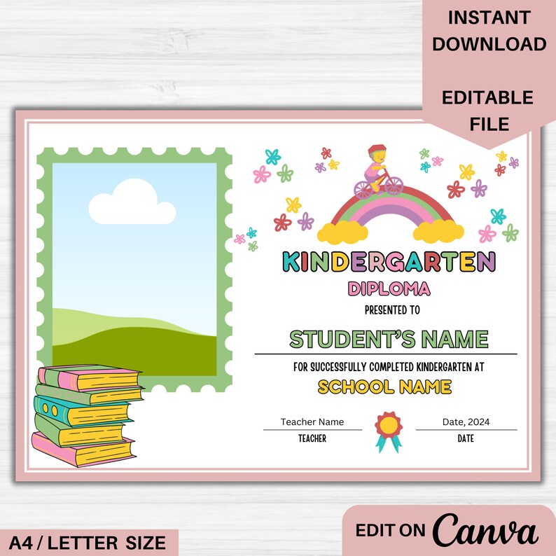 Kindergarten Graduation Certificate Editable Certificate Graduation ...