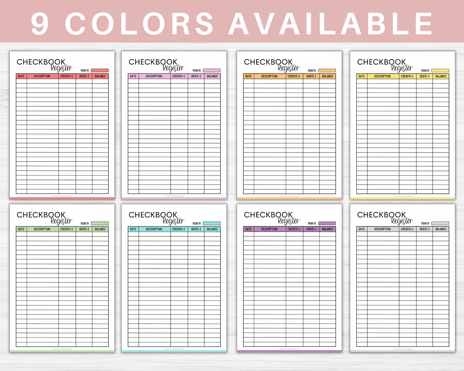 Checkbook Register Printable Check Transaction Tracker Checkbook Log ...