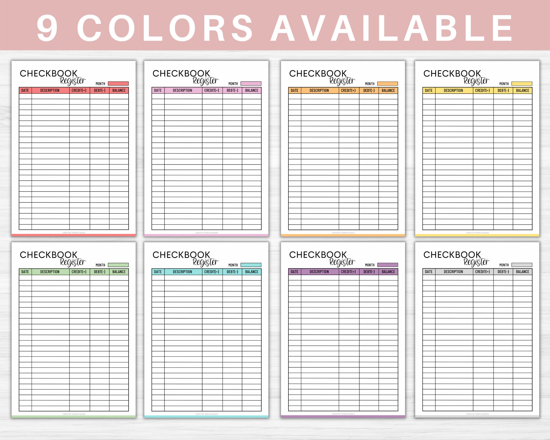 Checkbook Register Printable Check Transaction Tracker Checkbook Log ...