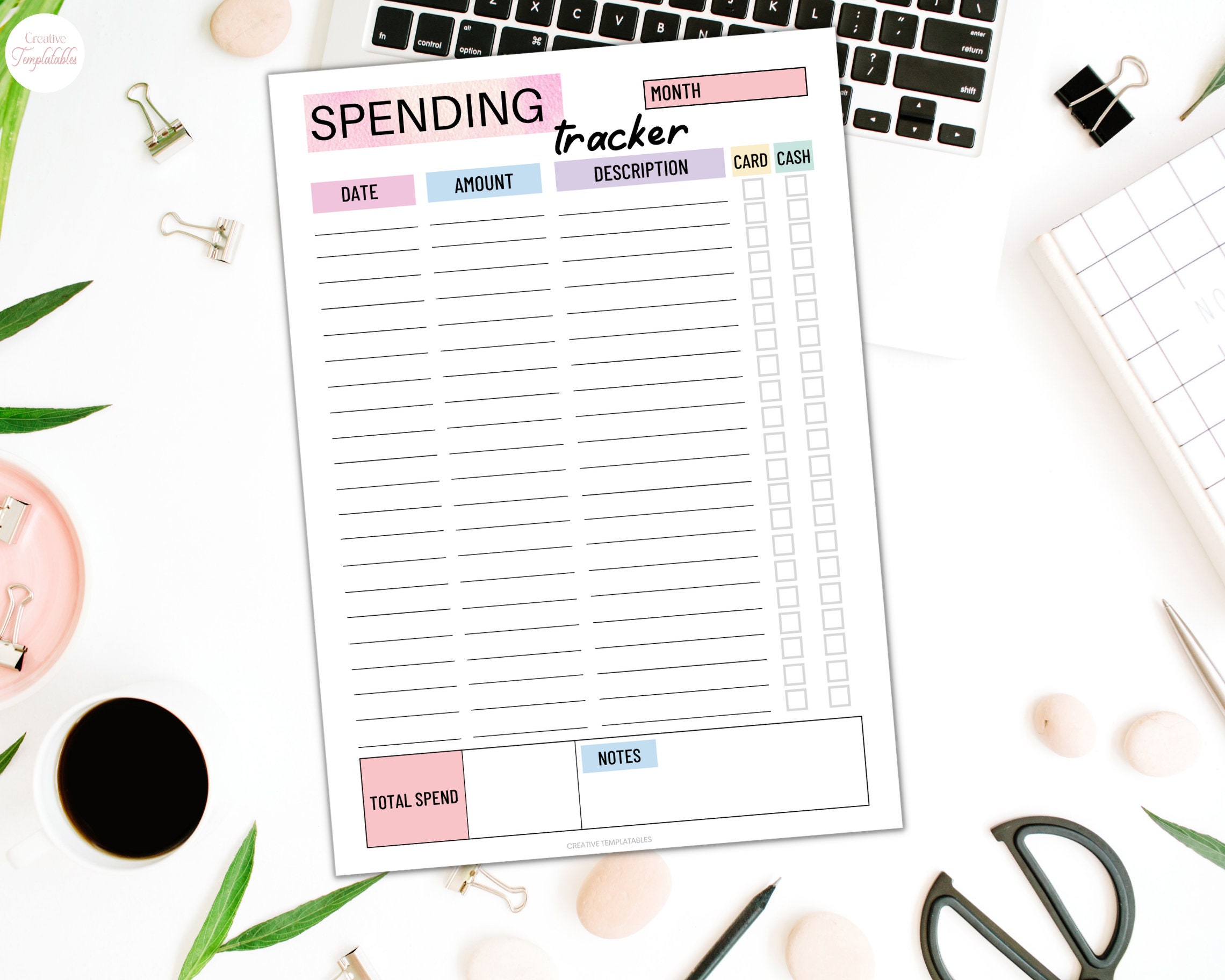 Spending Tracker Printable Expense Tracker Budget Tracker Financial ...