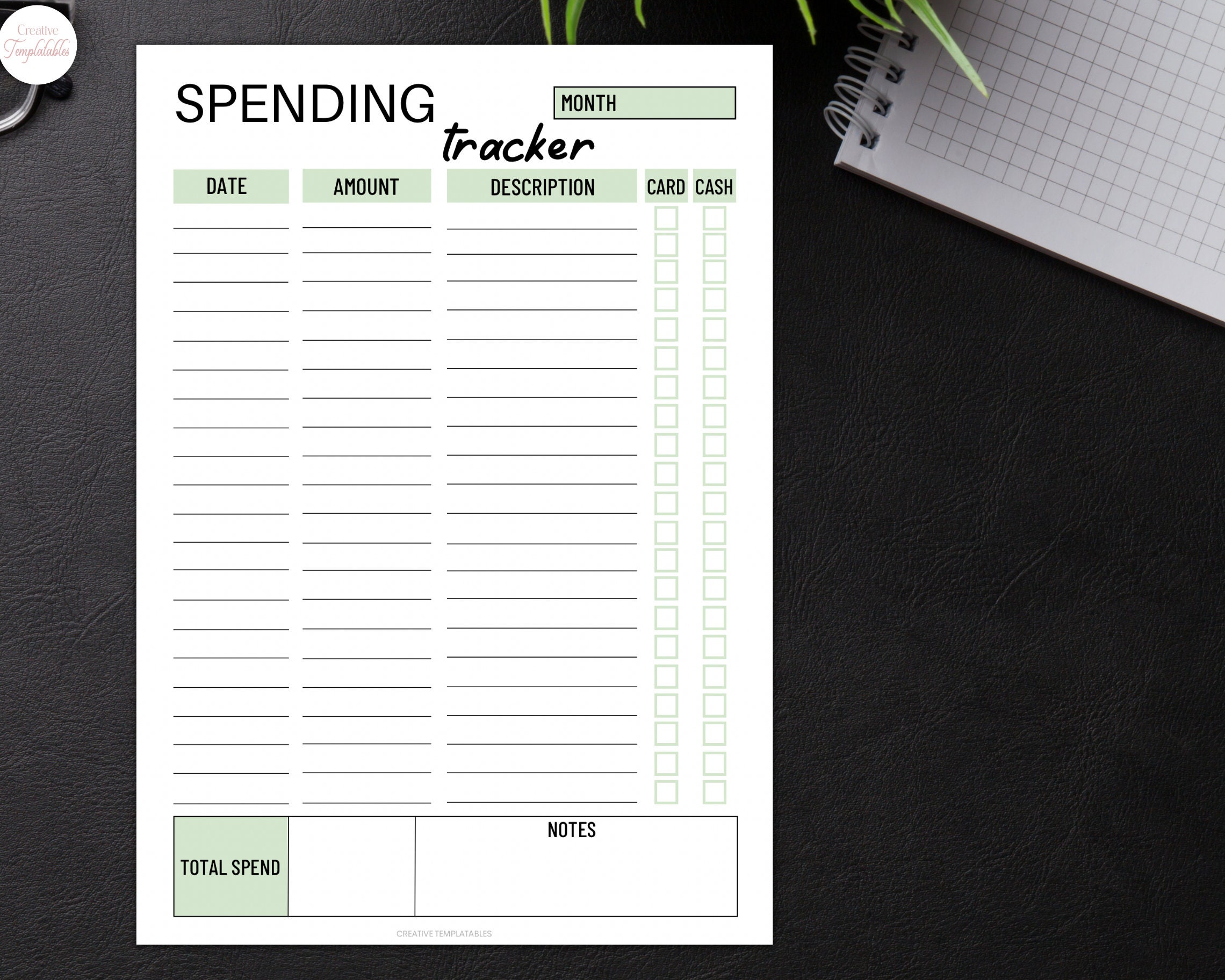 Spending Tracker Printable Expense Tracker Budget Tracker Financial ...