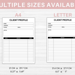 Client Profile Template | Editable Customer Profile Tracker | Client ...
