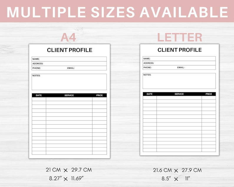 Client Profile Template | Editable Customer Profile Tracker | Client ...