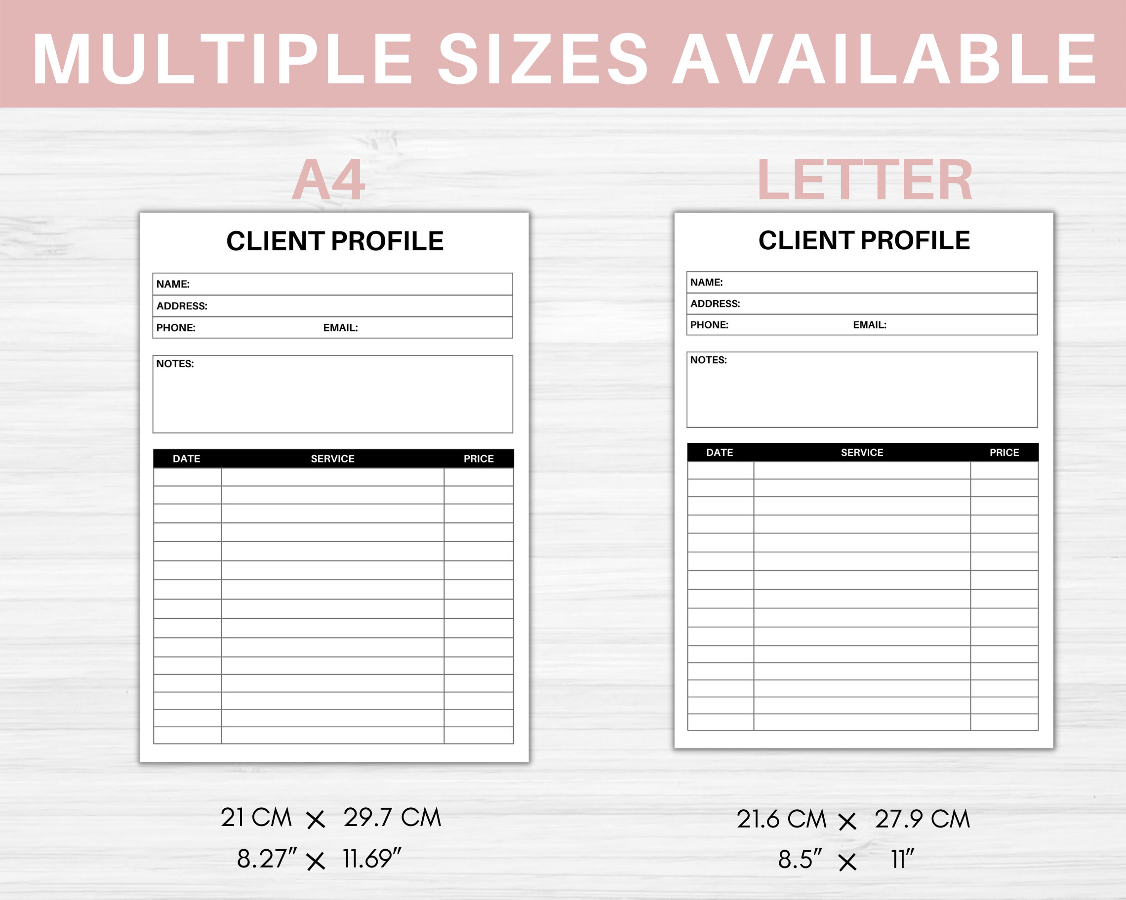 Client Profile Template | Editable Customer Profile Tracker | Client ...