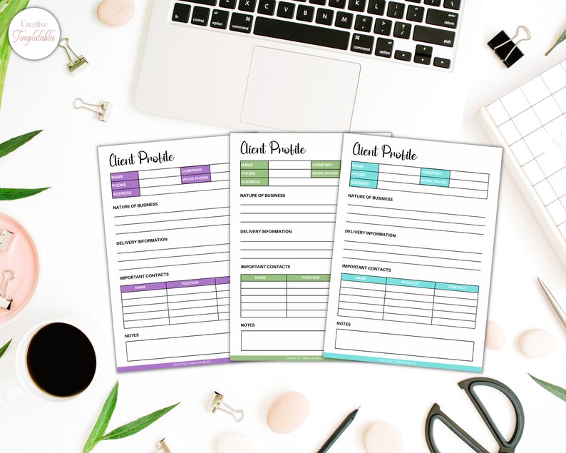Client Profile Template Printable Customer Profile Tracker Client ...