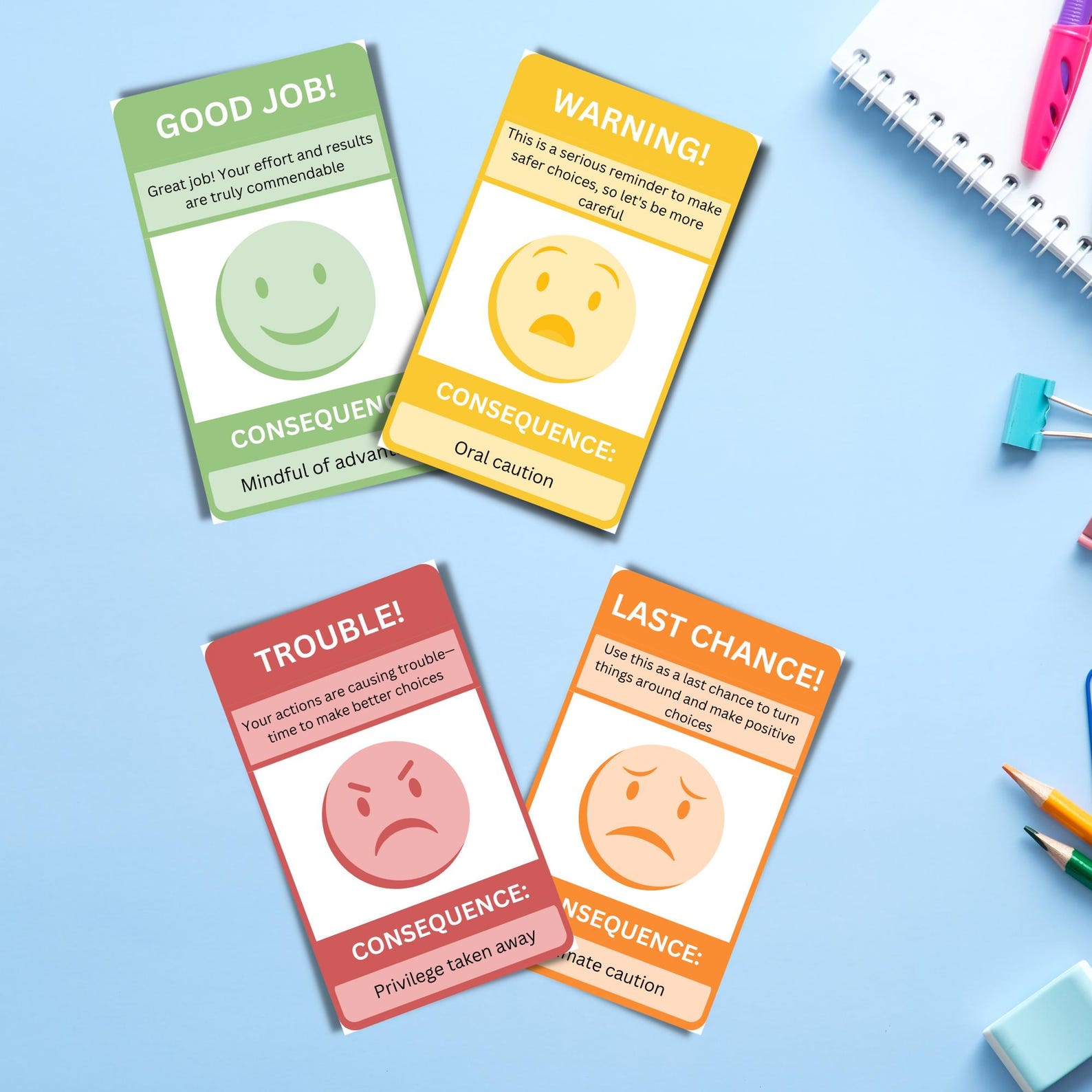 Kids Behavior Cards Editable Behavior Reward Cards Regulation Cards ...