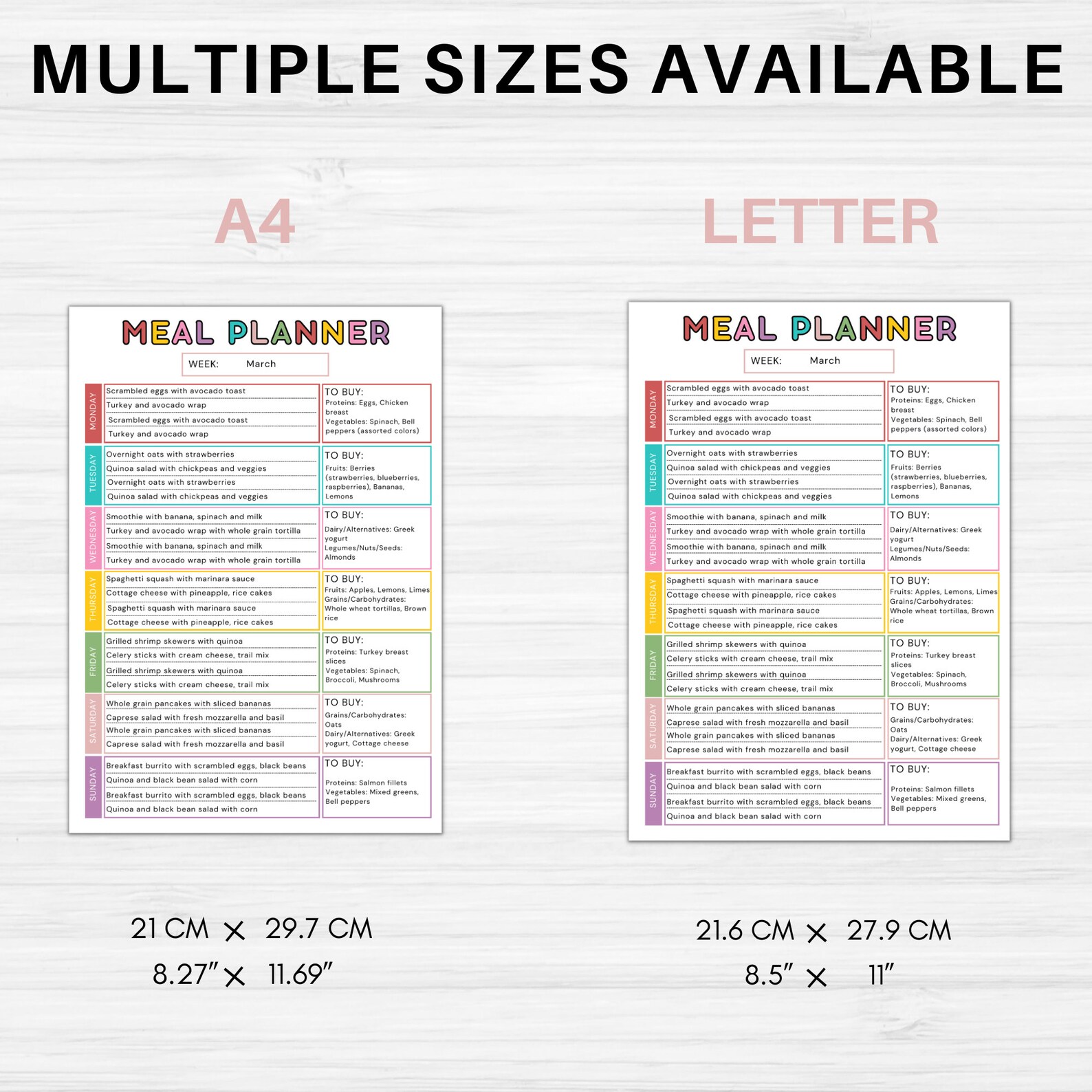 Meal Planner and Grocery List | Editable Meal Planner | 7 Days Menu ...