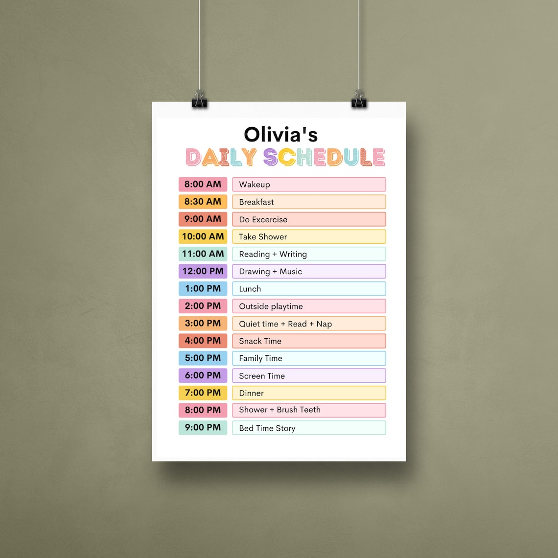Kids Chore Chart Editable Daily Routine Responsibility Chart Kids Daily ...