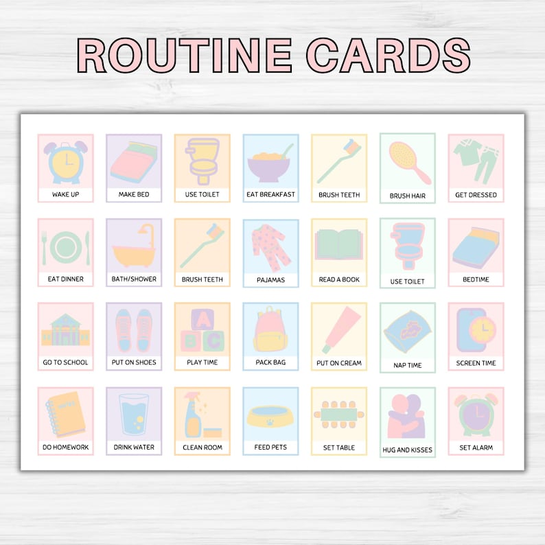 Kids Routine Chart Printable Daily Schedule for Kids Chore Chart ...
