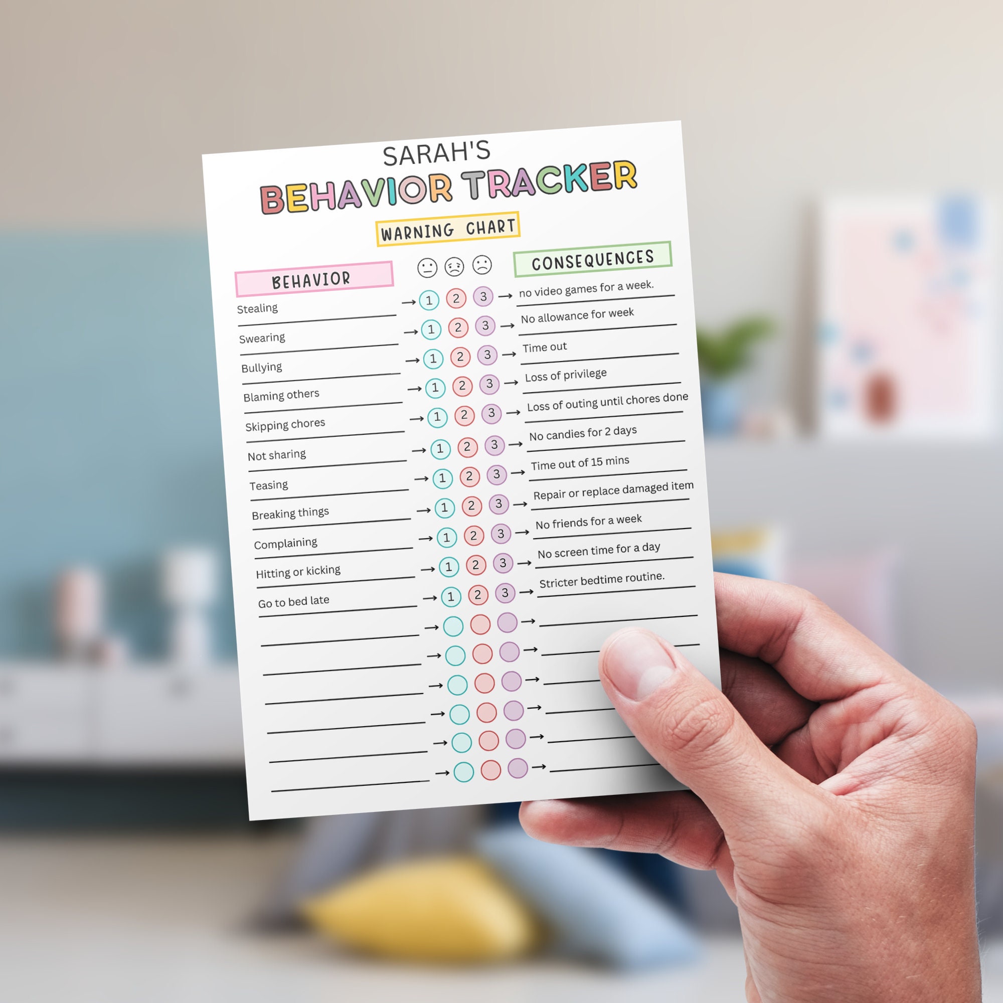 Behavior Reward Chart for Kids Good Behavior Tracking Children Behavior ...
