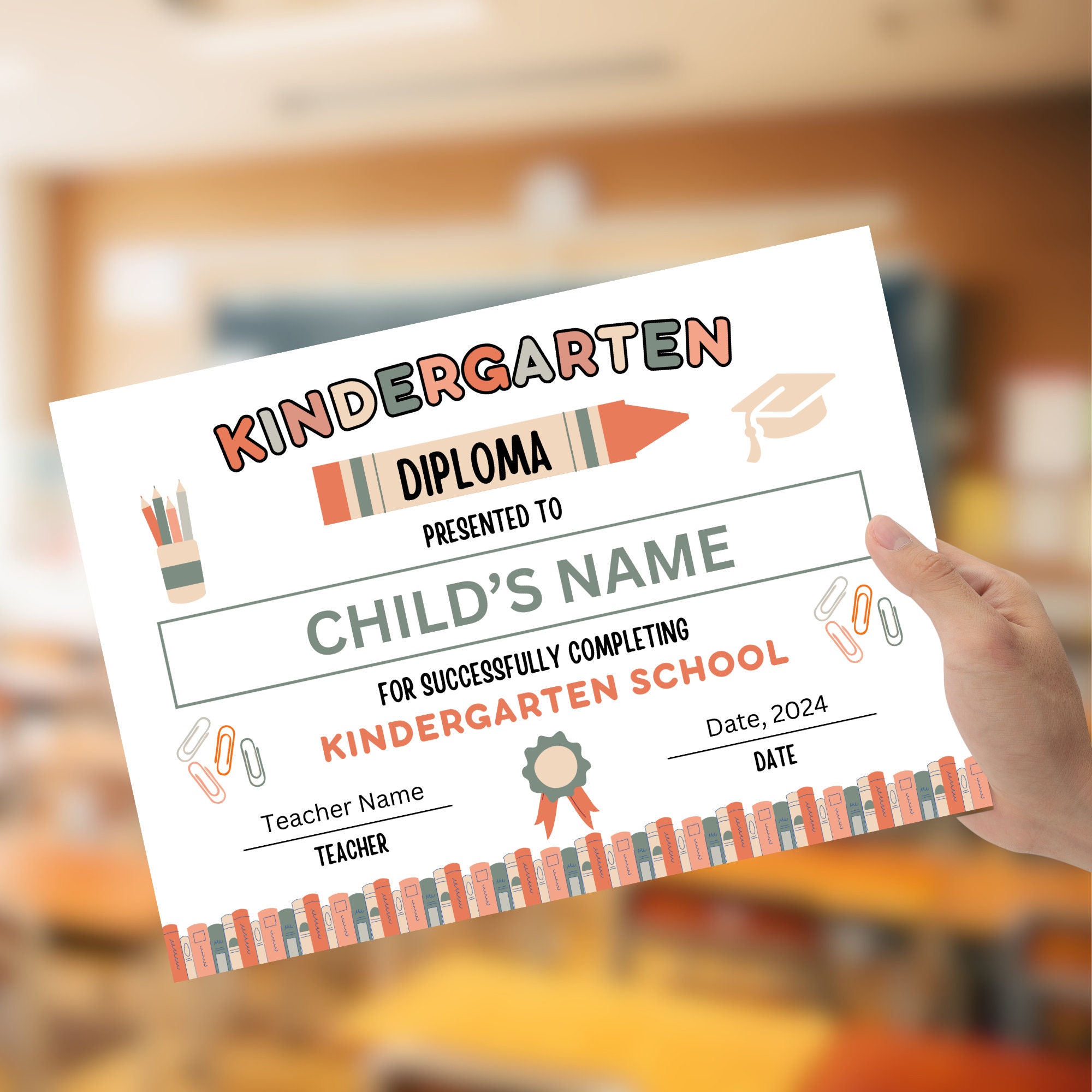 Kindergarten Diploma Certificate Editable Diploma Kindergarten ...