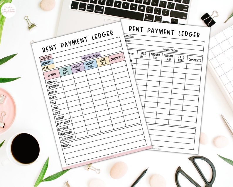 Rent Payment Ledger Template Printable | Tenant Payment Tracker ...