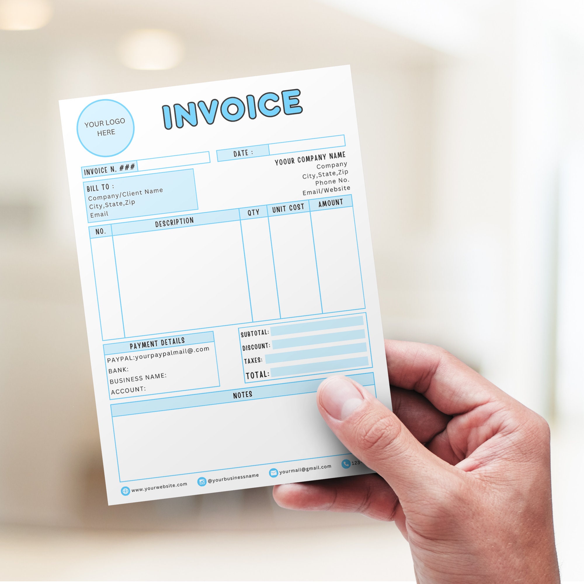 Invoice Template Editable Business Invoice Log Billing Template Receipt ...