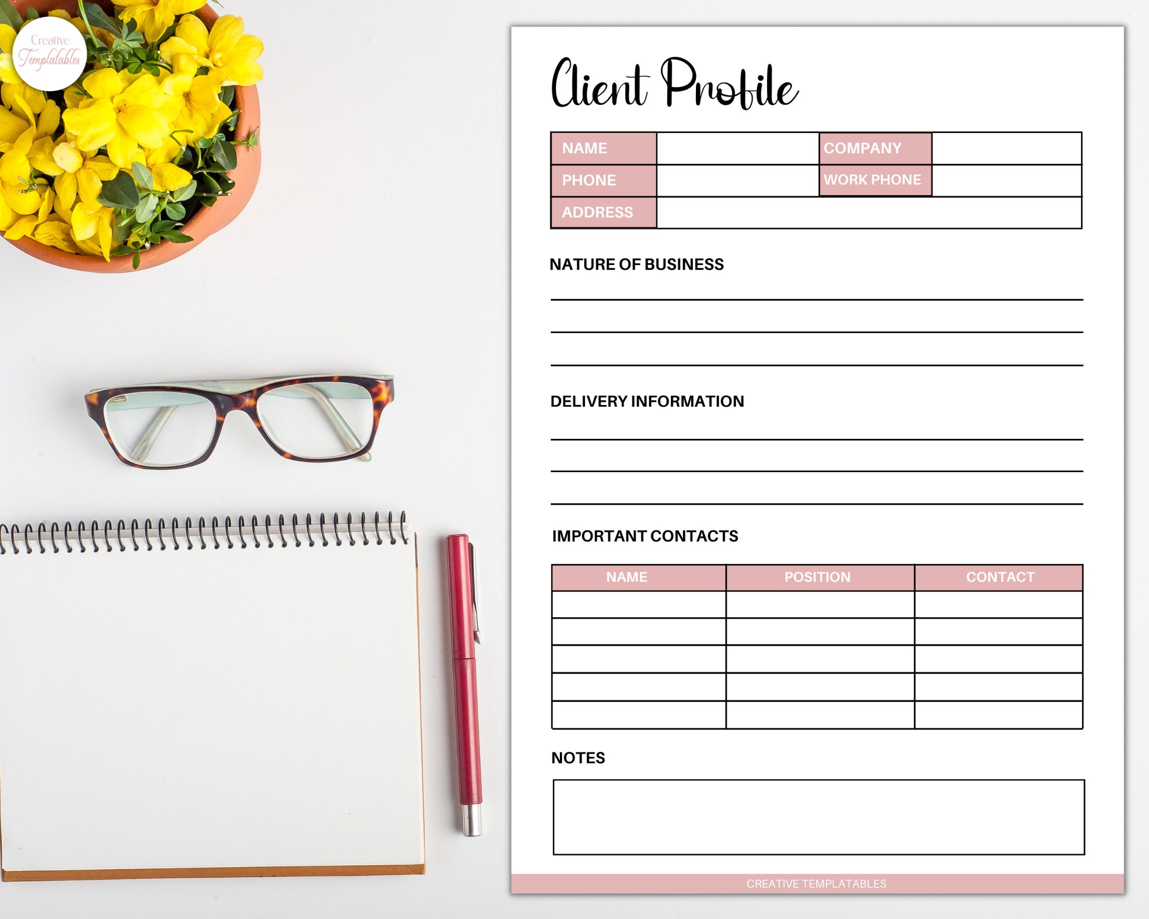 Client Profile Template | Editable Customer Profile Tracker | Client ...