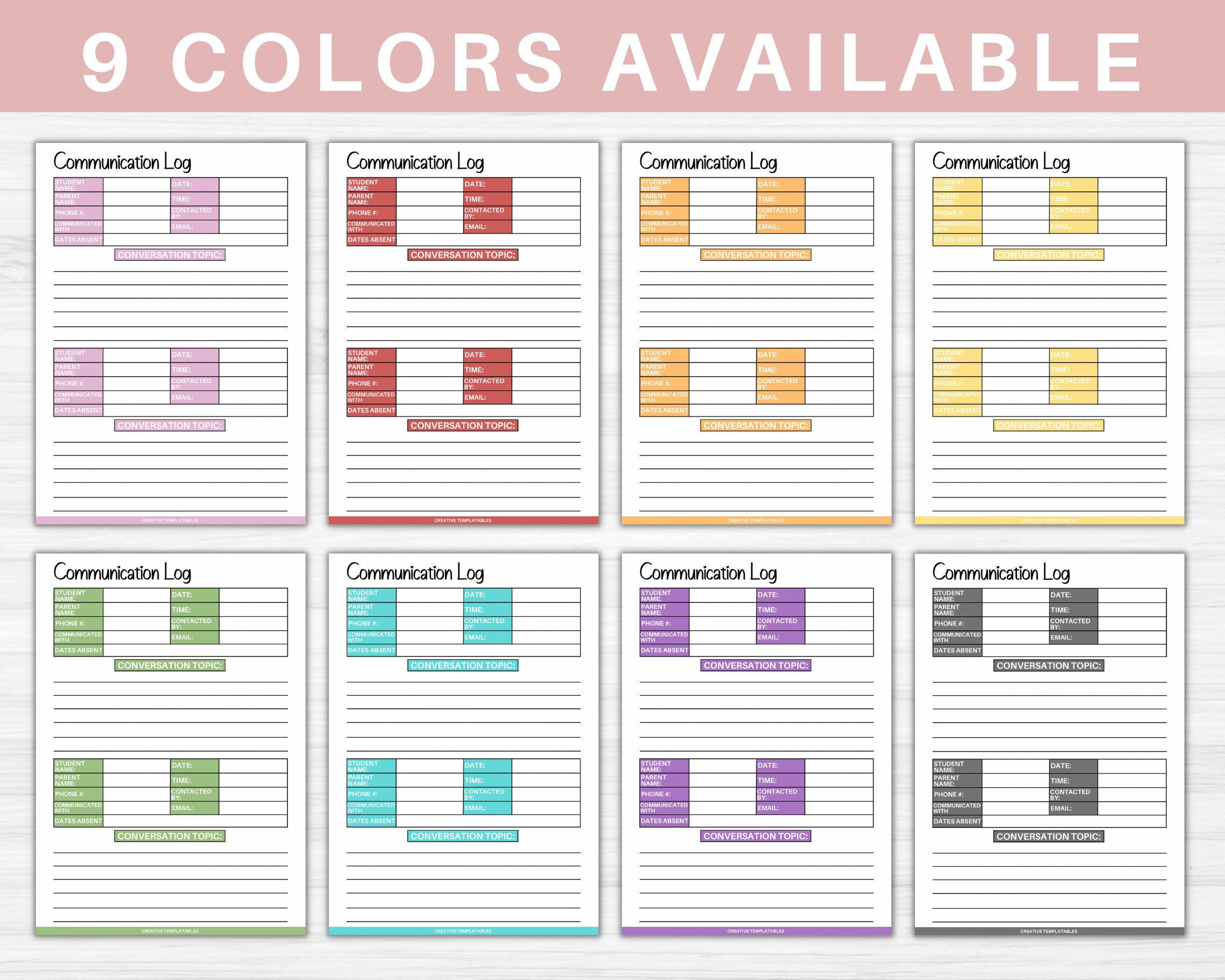 Teacher Communication Log Printable Teacher Log Communication Tracker ...