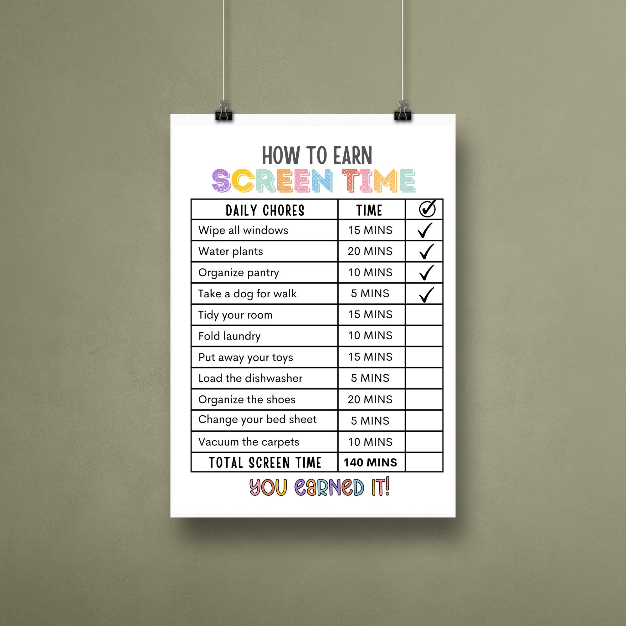 How to Earn Screen Time With Screen Bucks | Editable Allowance Chore ...