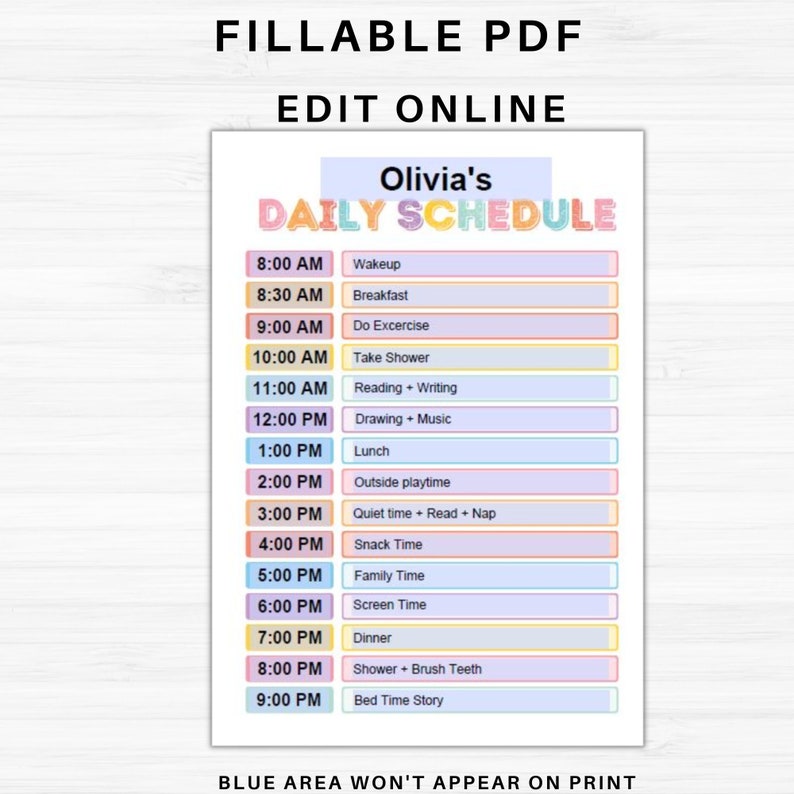 Kids Chore Chart Editable Daily Routine Responsibility Chart Kids Daily ...