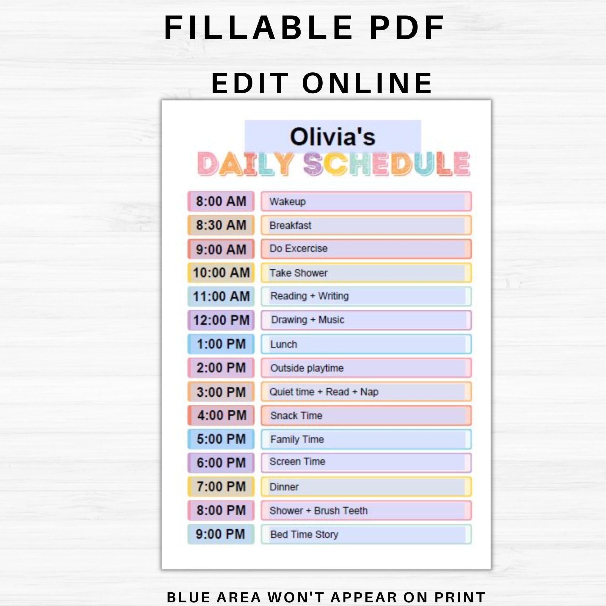 Kids Chore Chart Editable Daily Routine Responsibility Chart Kids Daily ...