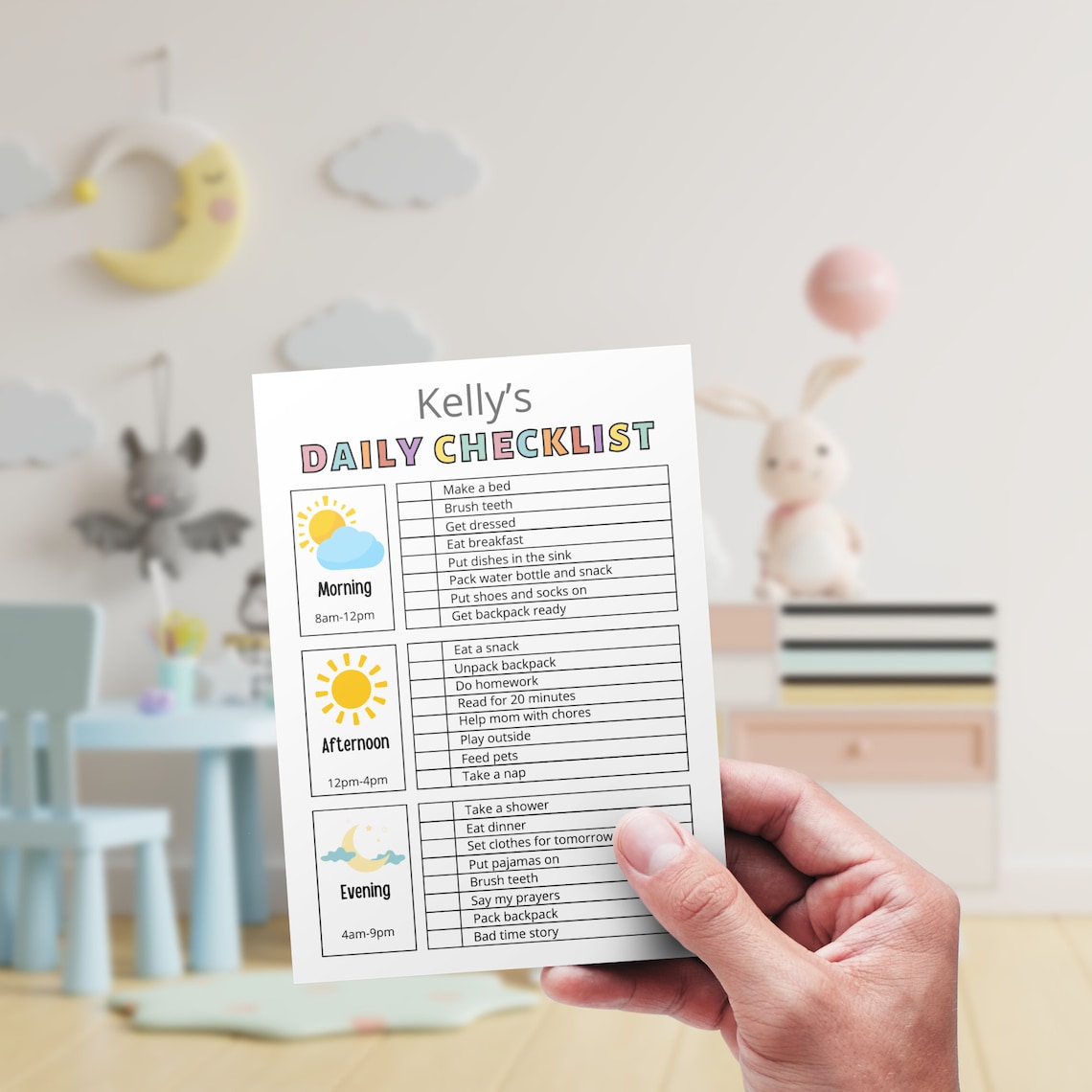 Kids Chore Chart Editable Daily Routine Responsibility Chart Kids Daily ...