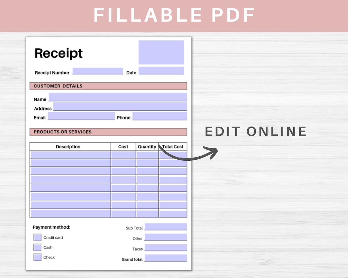 Receipt Template Editable Billing Template Sale and Customer Receipt ...