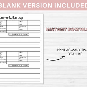 Teacher Communication Log Printable Teacher Log Communication Tracker ...