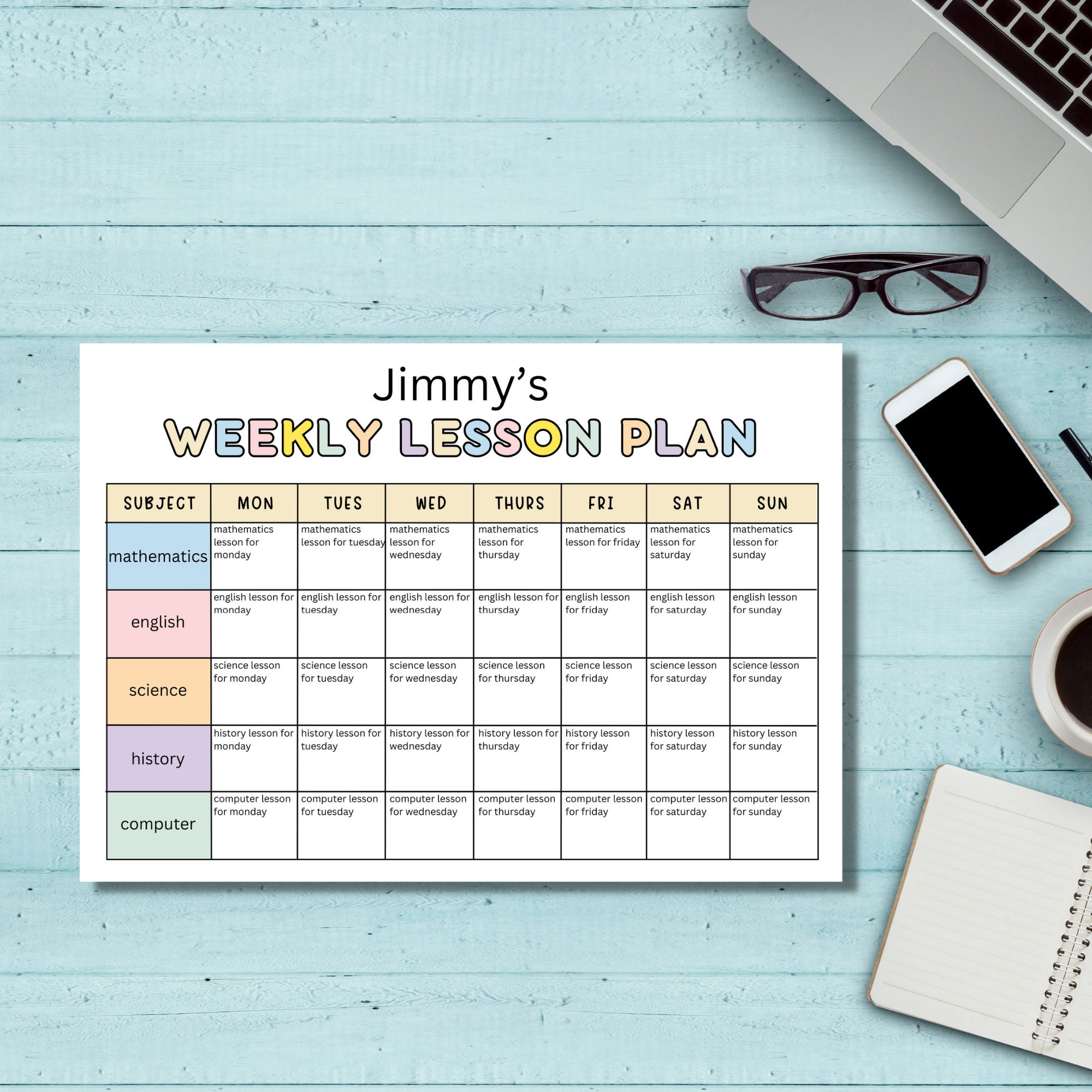 Weekly Lesson Plan Editable | Lesson Planner | Homeschool Teacher ...