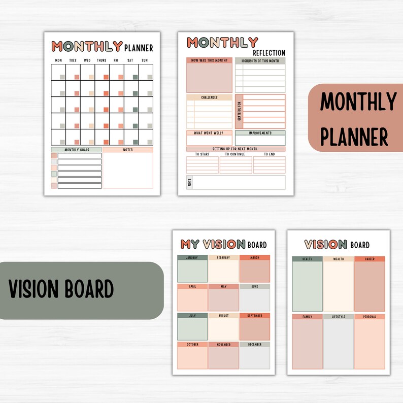 Goal Planner Bundle Editable Goals Tracker Smart Goal Setting Kit New ...