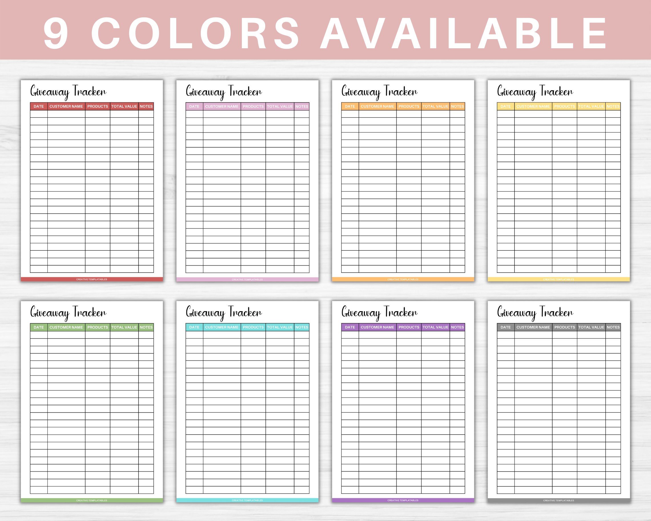 Giveaway Tracker | Printable Giveaway Planner | Giveaway Management ...