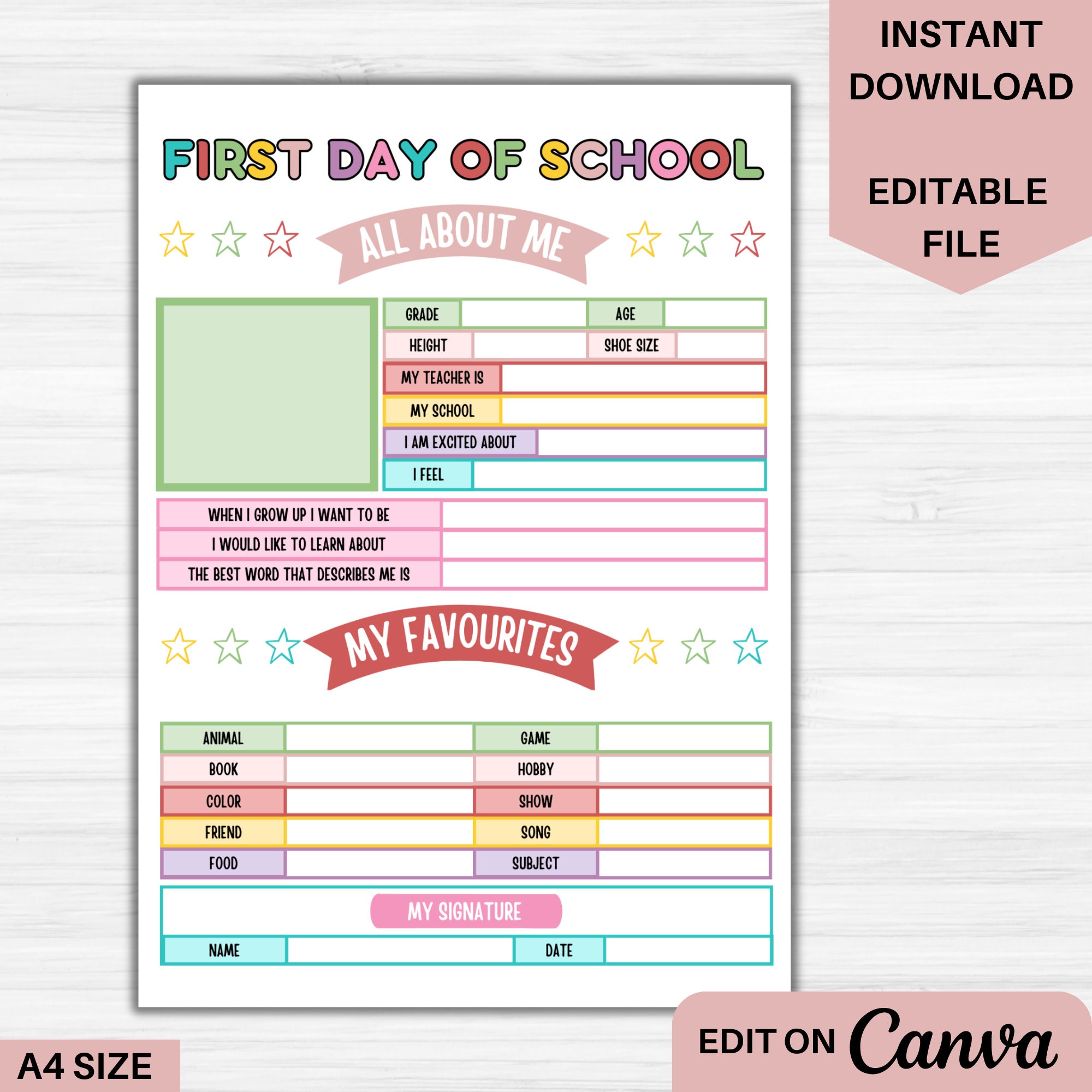 First Day of School Sign Editable Back to School Sign Start of School ...