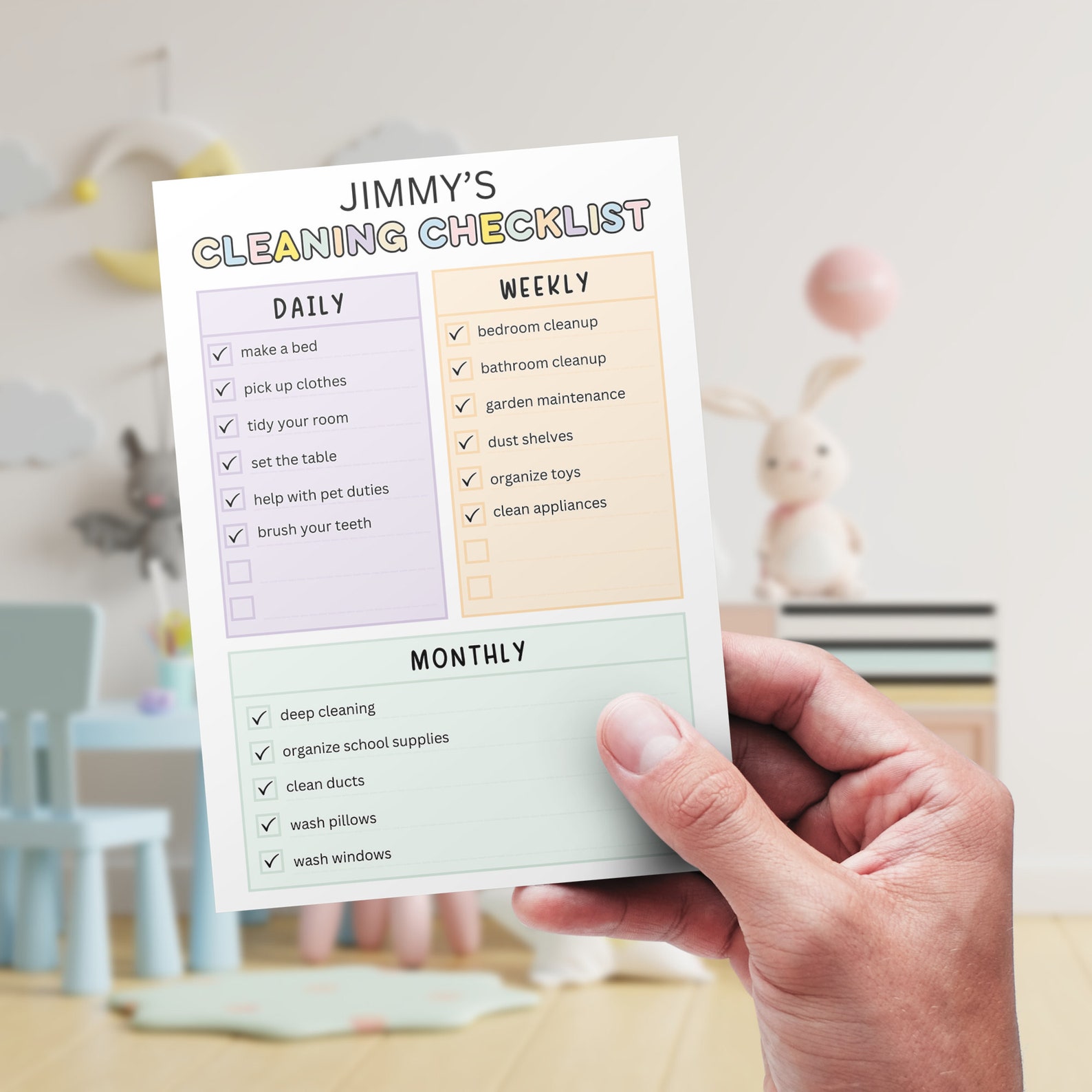 Cleaning Planner Kids Chore Chart Editable Cleaning Schedule for Kids ...