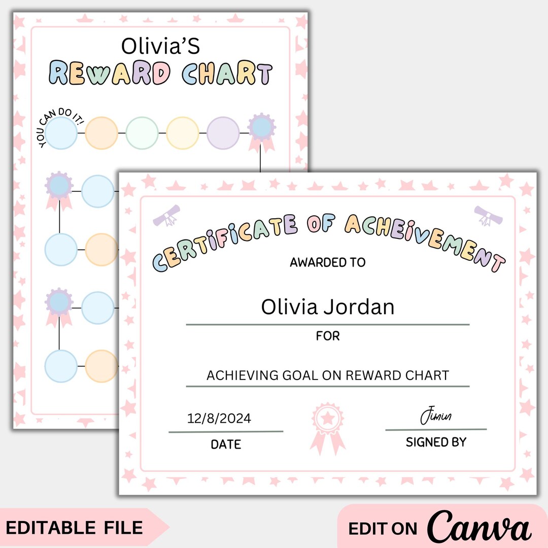 Kids Reward Certificate and Chart Good Behavior Tracking Kids Behavior ...