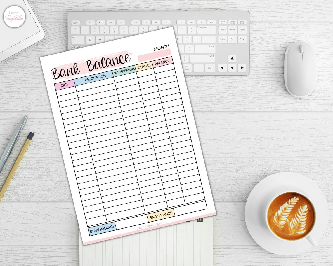 Bank Balance Tracker Finance Tracker Finance Log Saving Tracker Banking ...