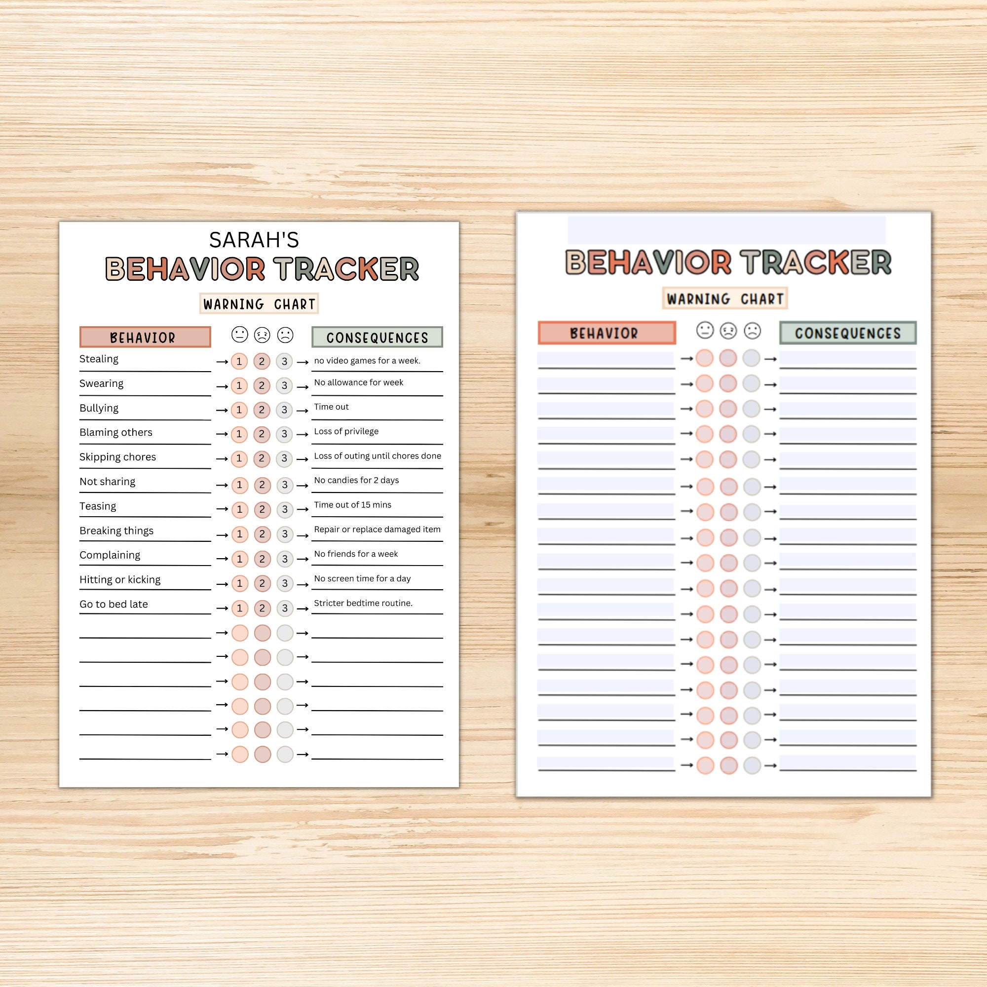 Behavior Reward Chart for Kids Good Behavior Tracking - Etsy