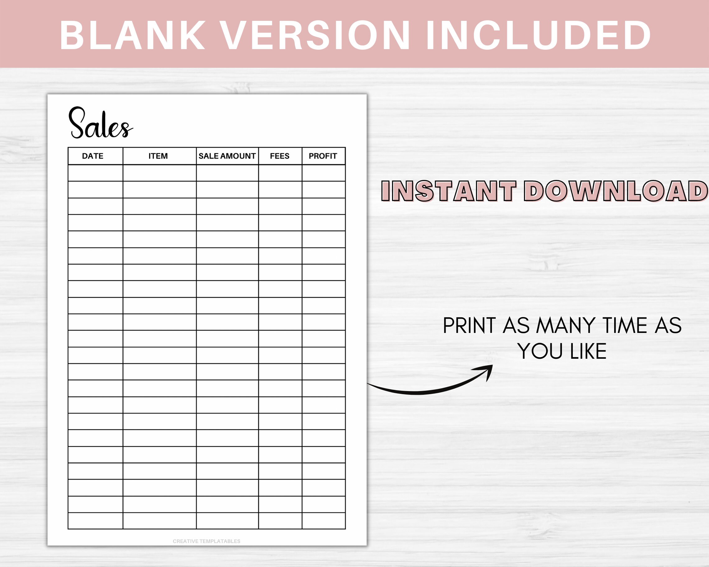 Sales Tracker Printable Expense Tracker Accounting Template Business ...