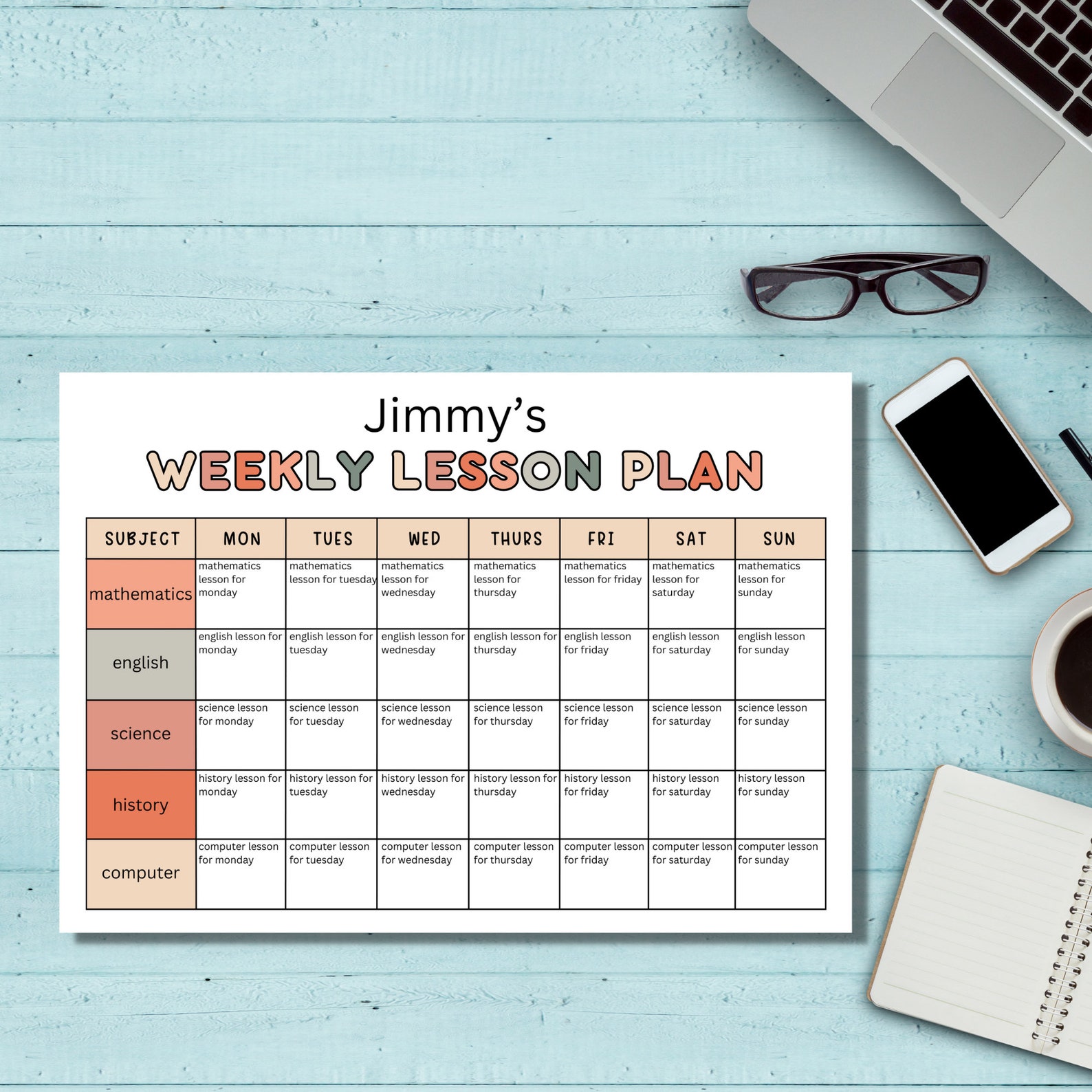 Weekly Lesson Plan Editable | Lesson Planner | Homeschool Teacher ...