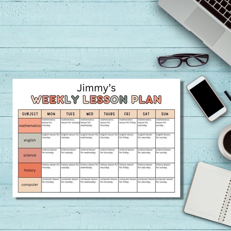 Weekly Lesson Plan Editable | Lesson Planner | Homeschool Teacher ...