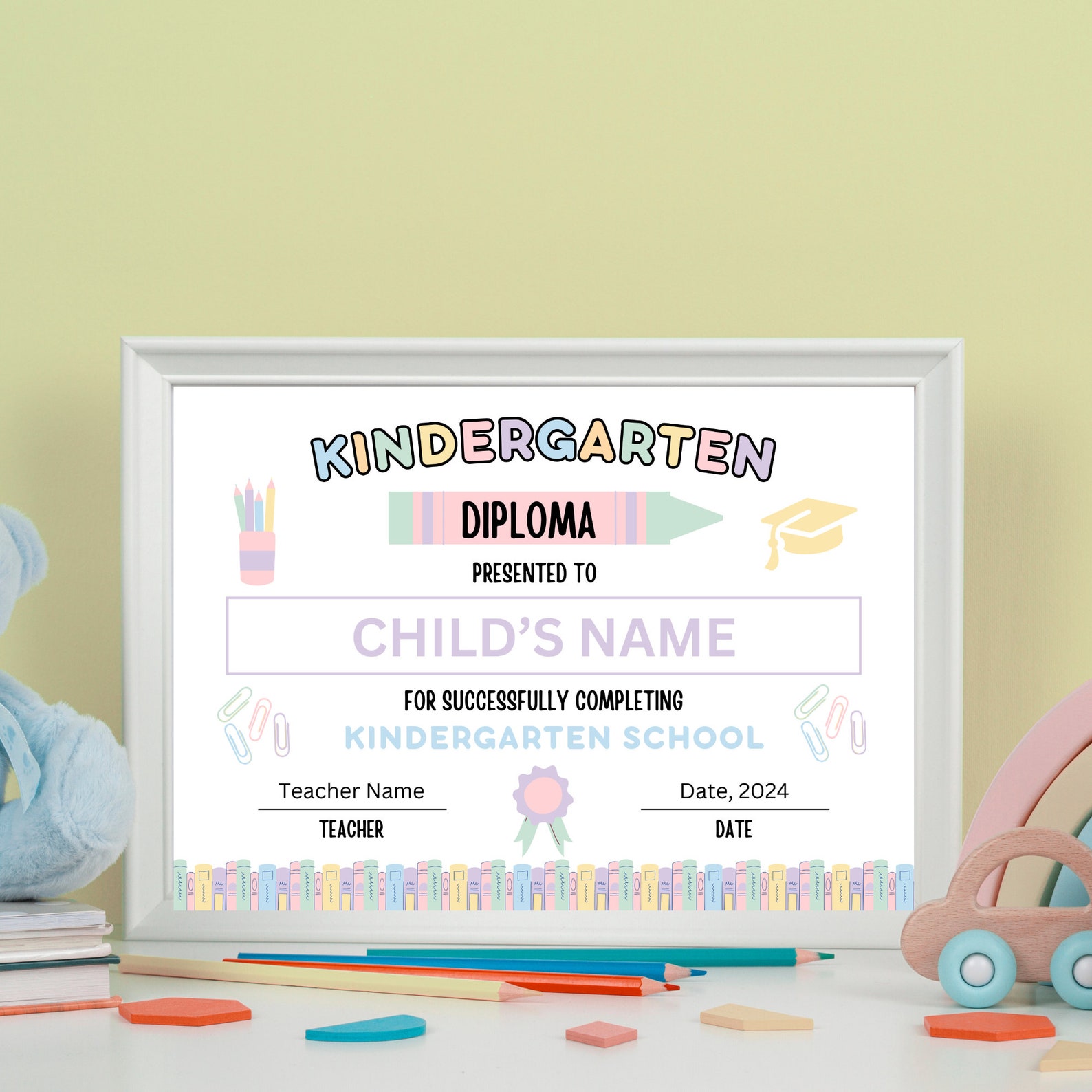 Kindergarten Diploma Certificate Editable Diploma Kindergarten ...