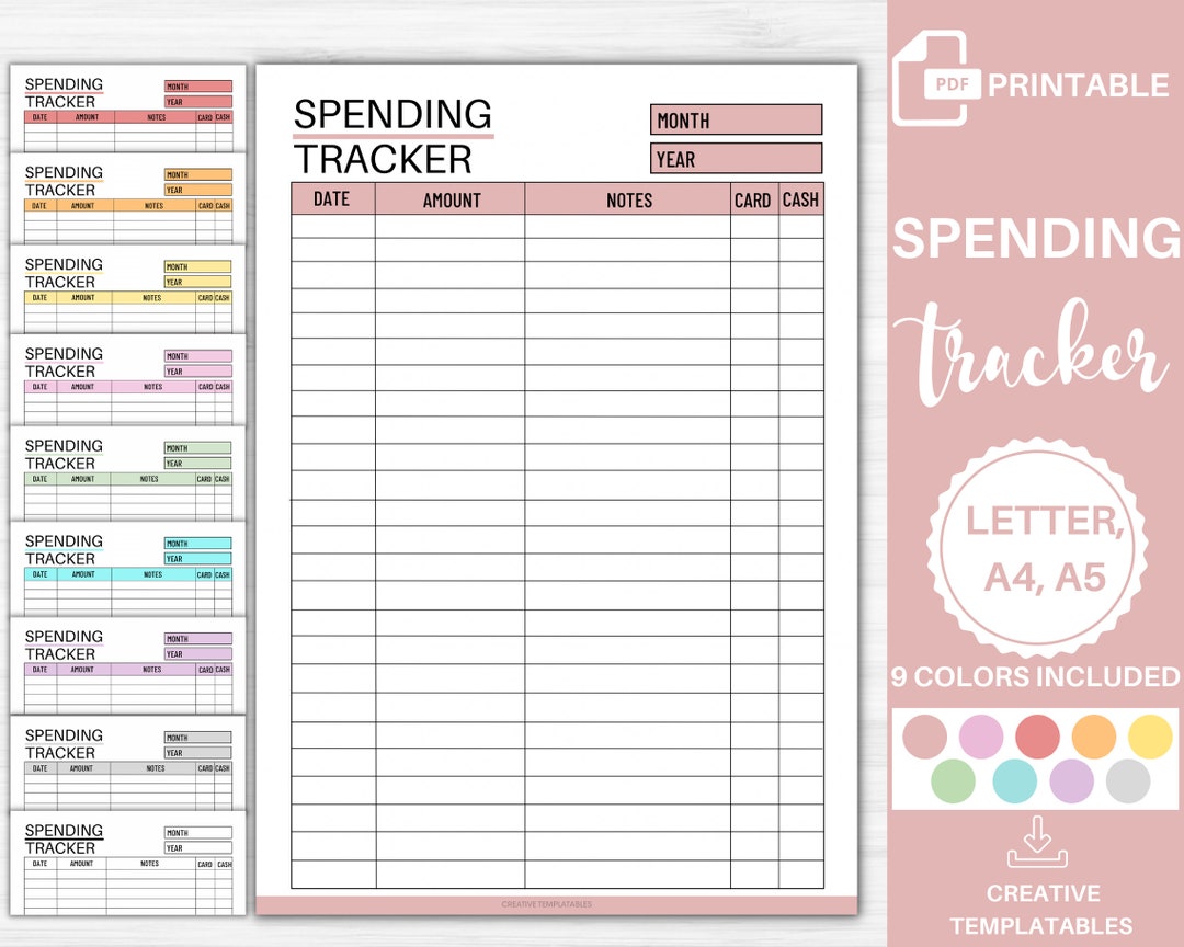 Spending Tracker Printable Expense Tracker Budget Tracker Financial ...