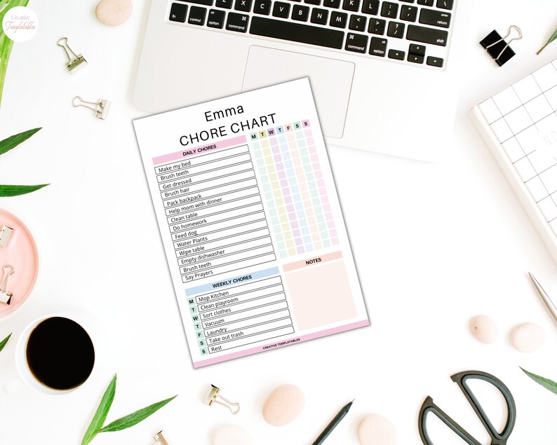 Chore Chart | Editable Responsibilities Chart | Chore List | Routine ...