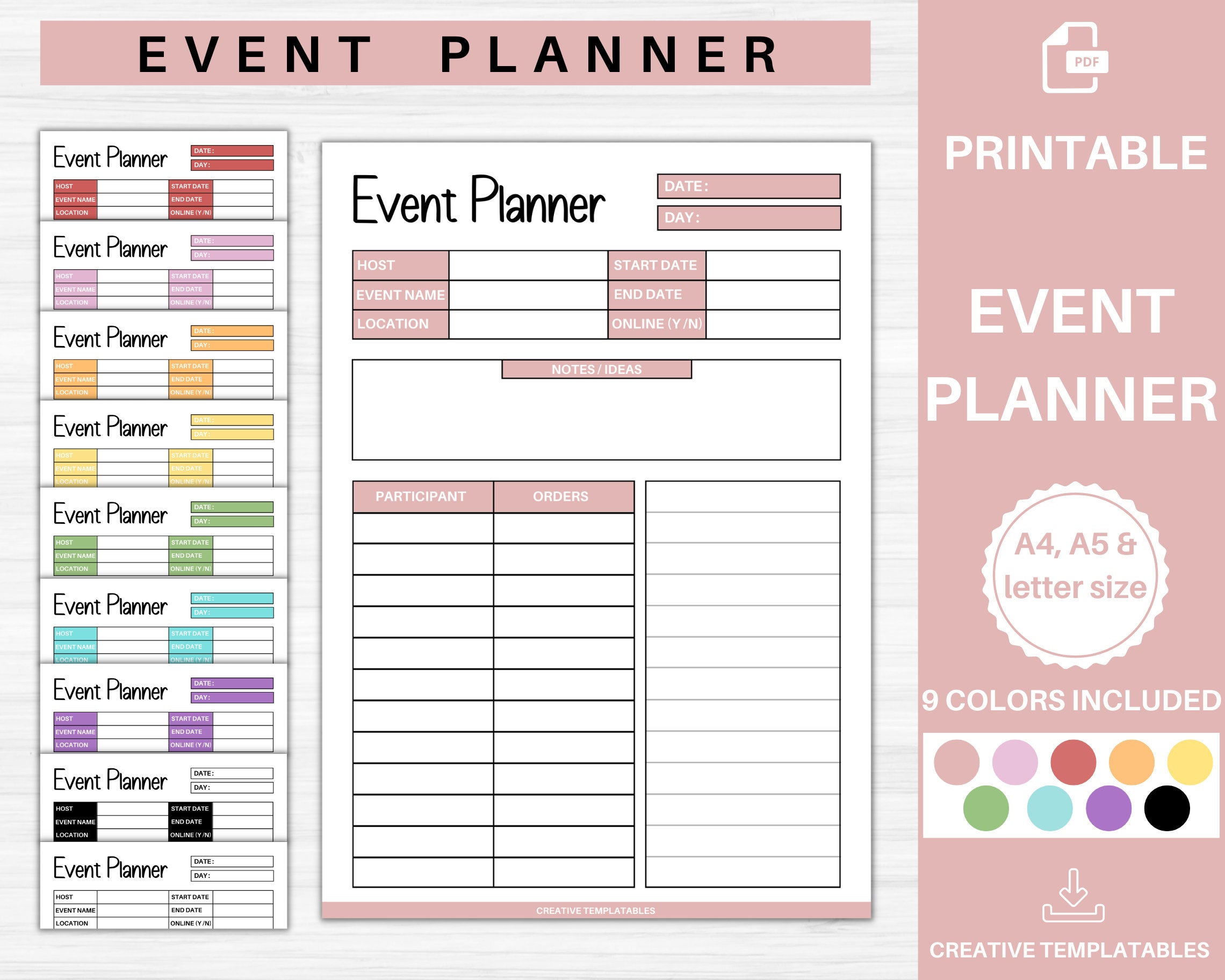 Event Planner | Event Tracker | Printable Event Planning Template ...