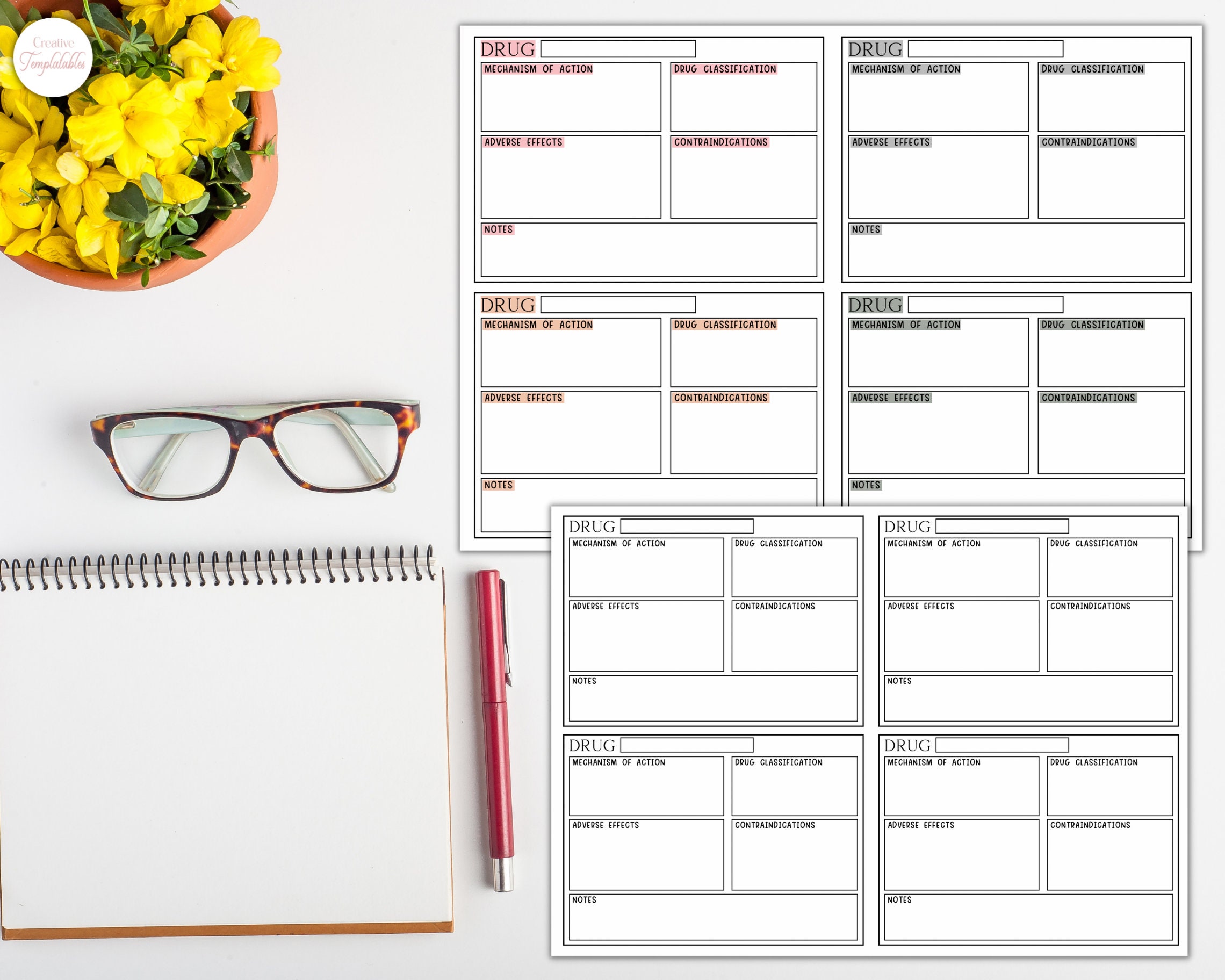 Drug Classification Template Printable Pharmacology Map Nursing Study ...