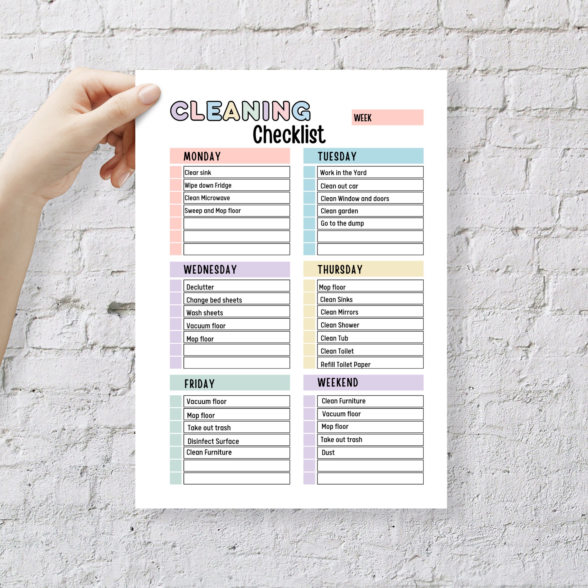Cleaning Planner Kids Chore Chart Editable Cleaning - Etsy