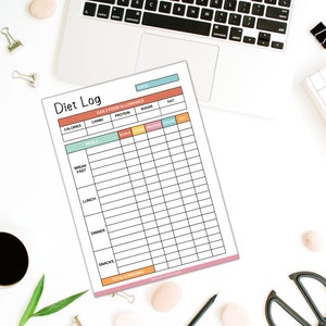 Diet Log Printable Fitness Log Fitness Tracker Diet Tracker Daily Food ...
