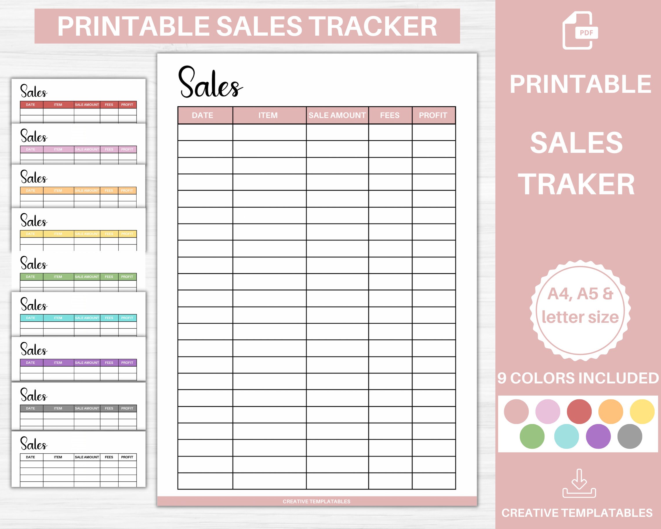 Sales Tracker Printable Expense Tracker Accounting Template Business ...