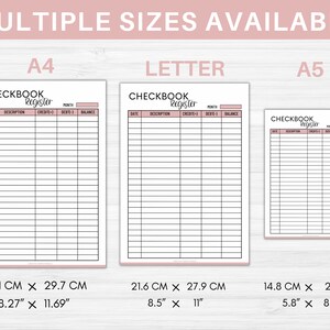 Checkbook Register Printable Check Transaction Tracker Checkbook Log ...