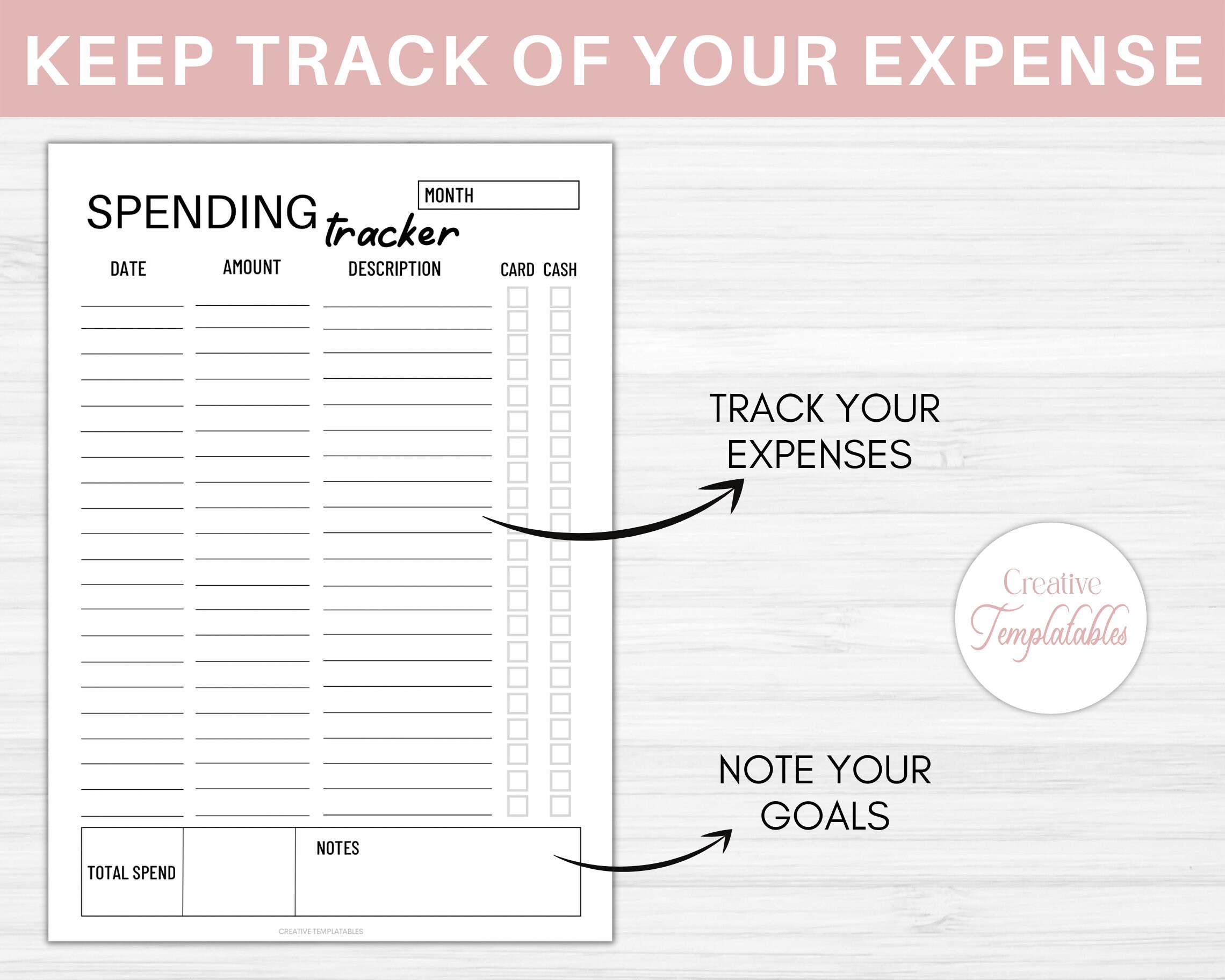 Spending Tracker Printable Expense Tracker Budget Tracker Financial ...